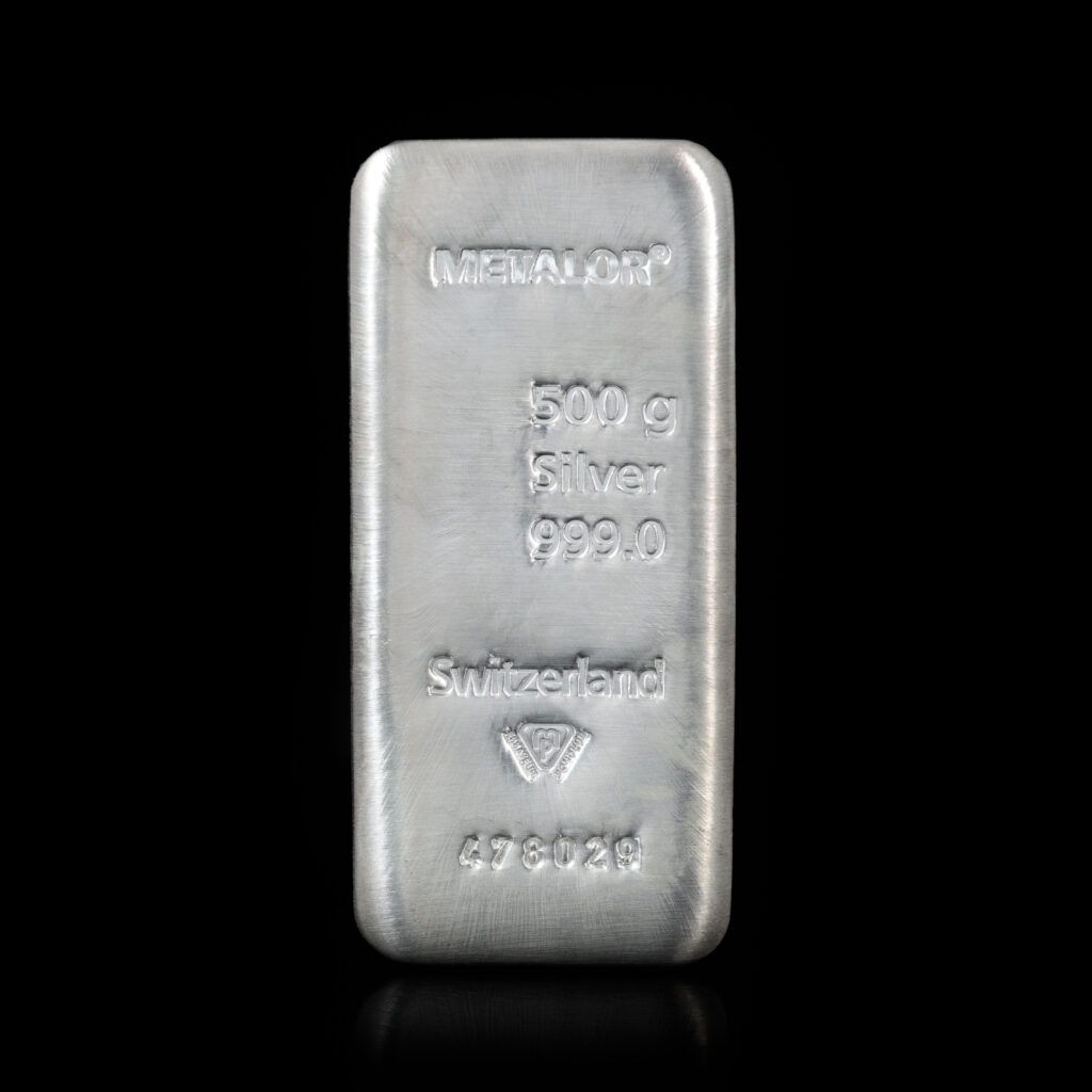 Metalor Cast 500g Silver Bar - KnightsBullion.com