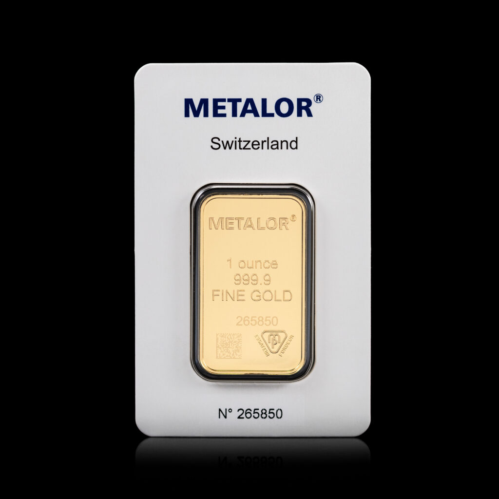 Metalor 1oz Stamped Gold Bar - KnightsBullion.com
