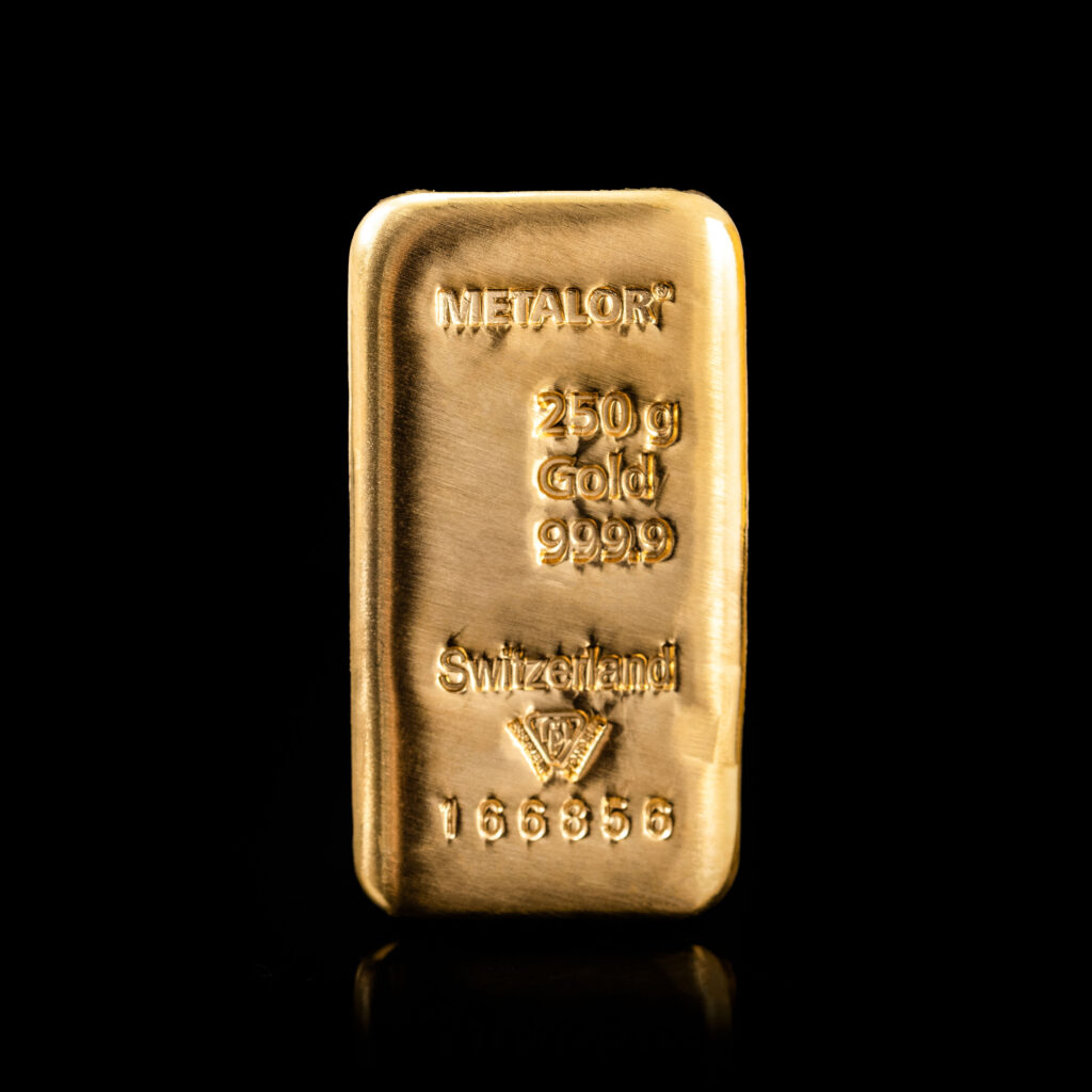 Metalor 250g Cast Gold Bar - KnightsBullion.com
